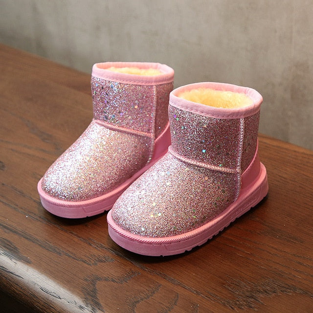 Cute Unisex Glitter Plush Baby Winter Boots for Sale