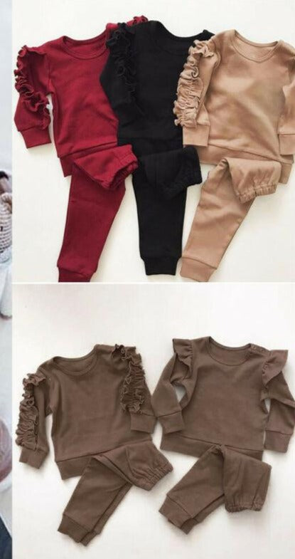 Ruffles Sweatshirt + Pants Clothing Set